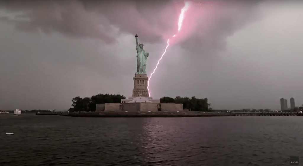 WATCH: Lightning Strikes The Statue of Liberty - Trill Mag